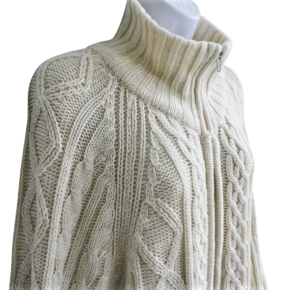 Vintage | Sweaters | Heavy Knit Cardigan Sweater 3d Cable Ecru Mock ...
